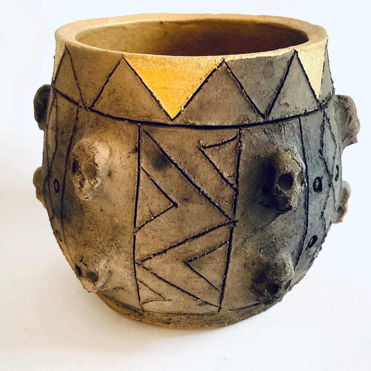 Smoked Clay Tzompantli Bowl - Large — Mexico1492
